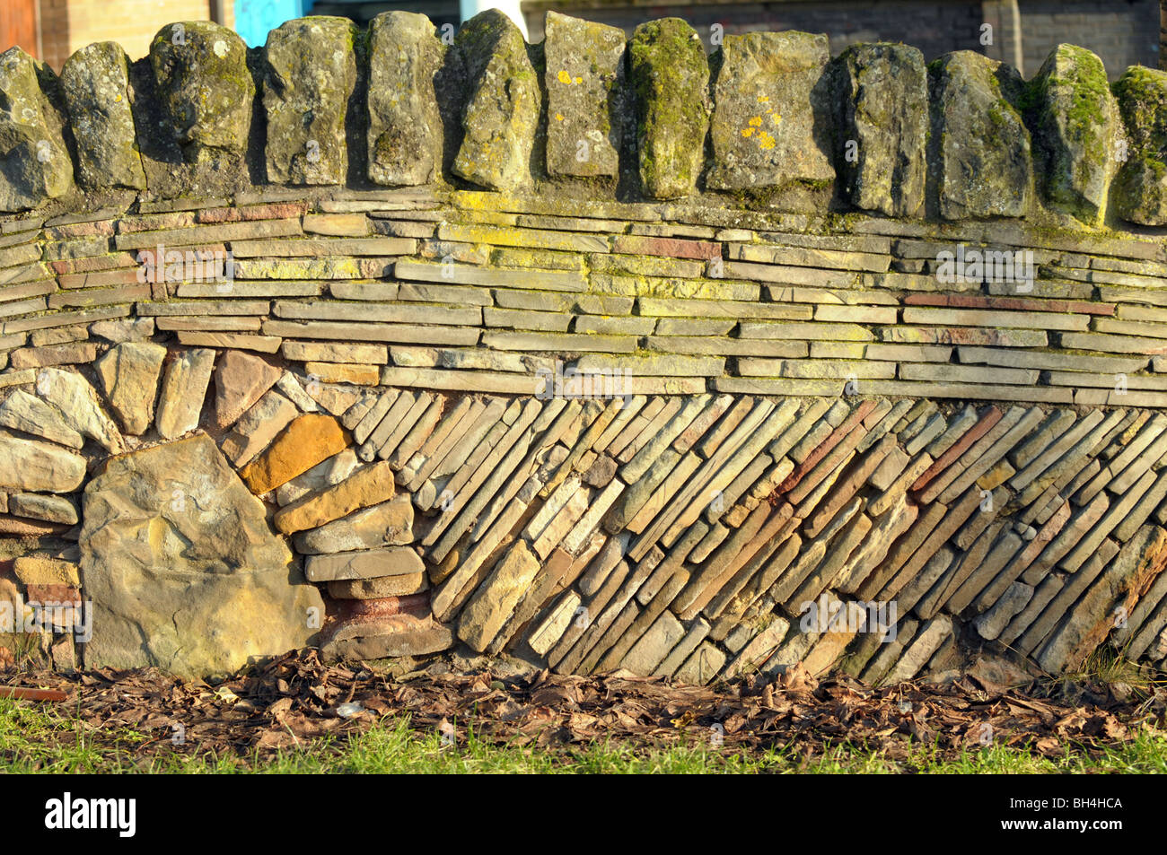 Modern, intricate drystone walling Stock Photo - Alamy
