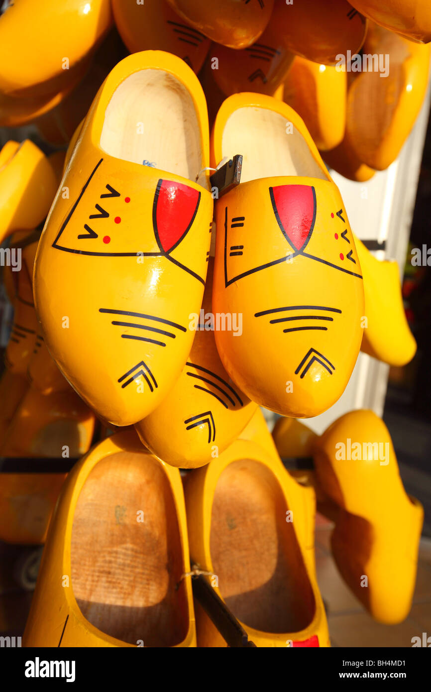 Dutch wooden shoes in Holland, yellow clogs Stock Photo - Alamy