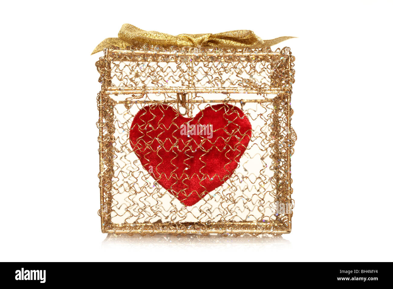 Red present box golden Cut Out Stock Images & Pictures - Alamy