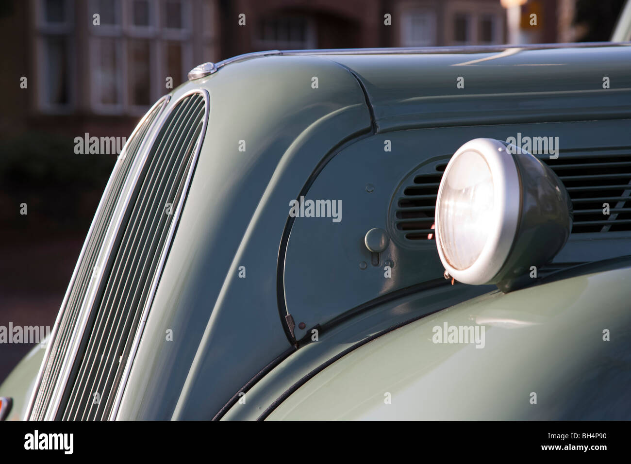 Old Green Ford Popular parked on pavement in Northampton ...