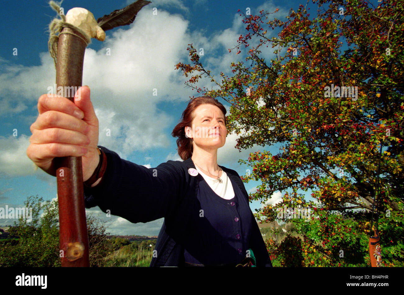Annie Wildwood pagan priestess pictured on a hill in Bristol UK Stock ...