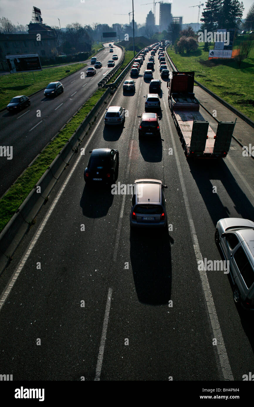 Traffic jam on a highway, Milan, Italy Stock Photo - Alamy