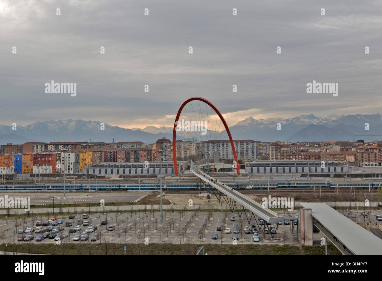 Bridge and Olympic Arch, Lingotto, Turin, Italy Stock Photo - Alamy