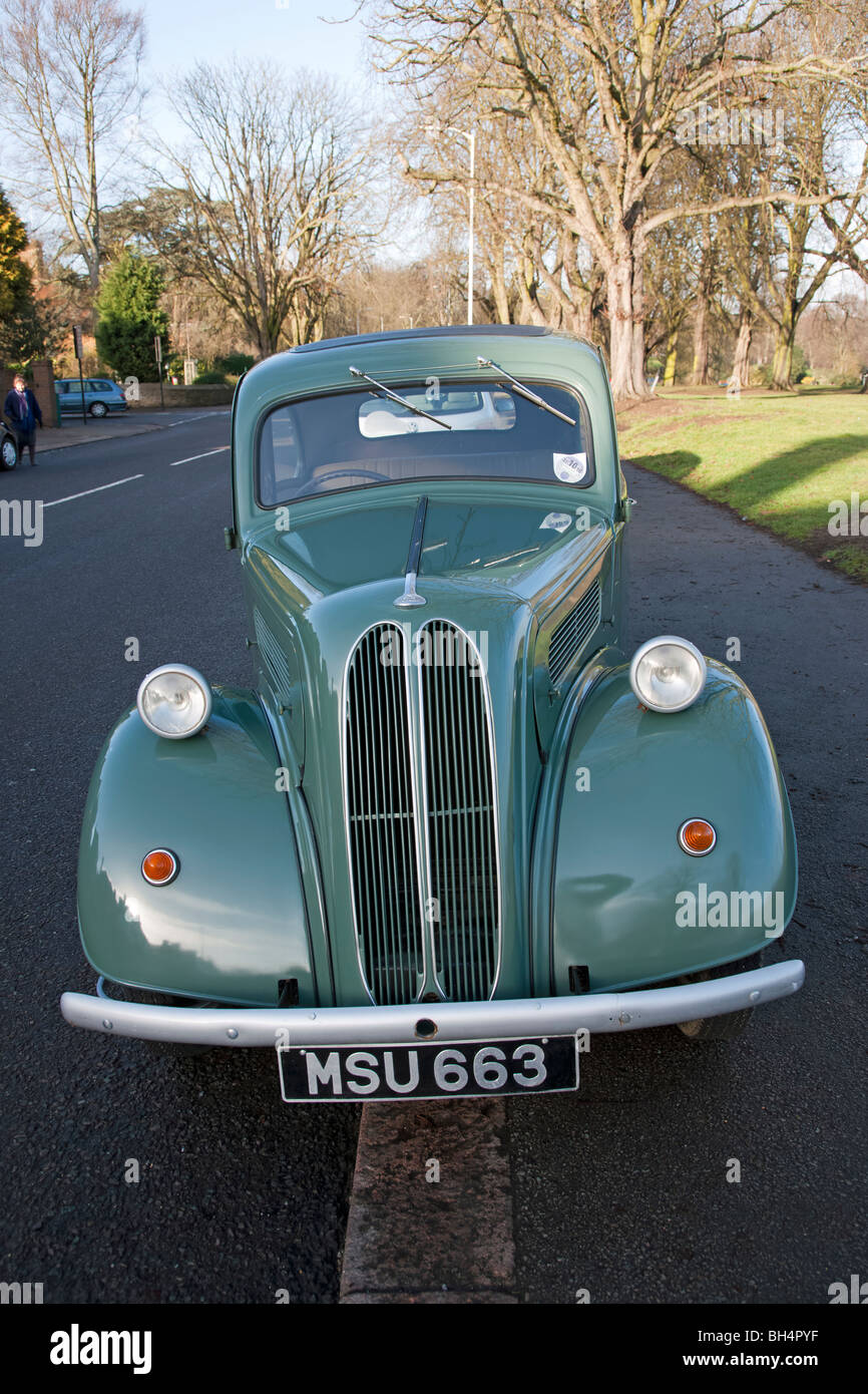 Old Green Ford Popular parked on pavement in Northampton ...