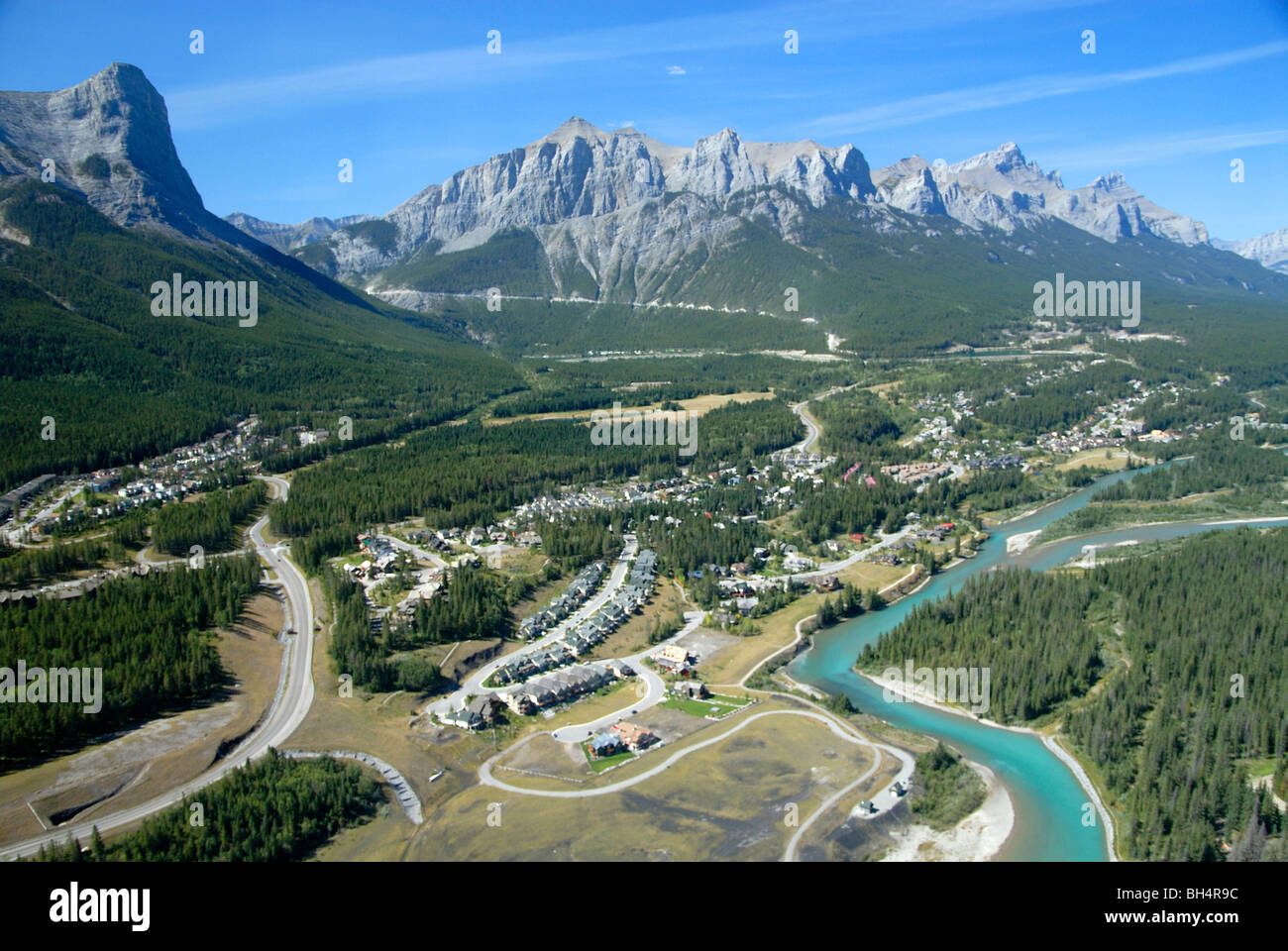 Scenic aerial view of Canmore Town in late summer Stock Photo - Alamy