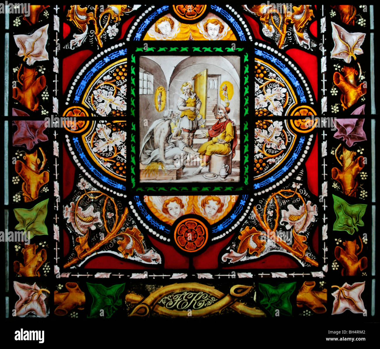 A Stained glass window depicting Joseph in Prison, All Saint's Church ...