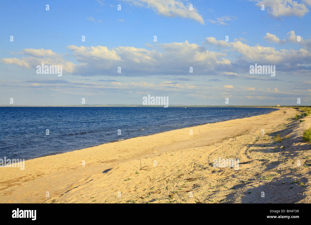Summer sea sandy coastline (Azov Sea, Crimea, Ukraine Stock Photo - Alamy