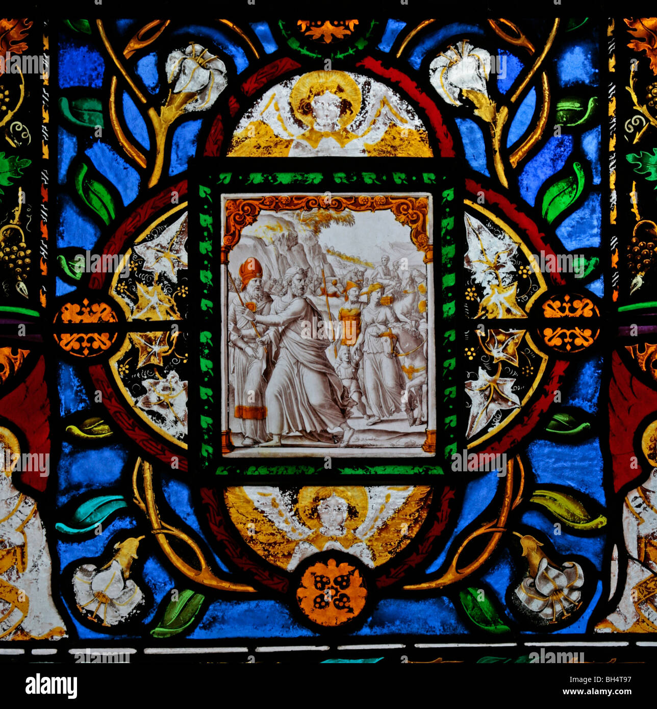 A 16th century Italian stained glass window depicting The Exodus from ...