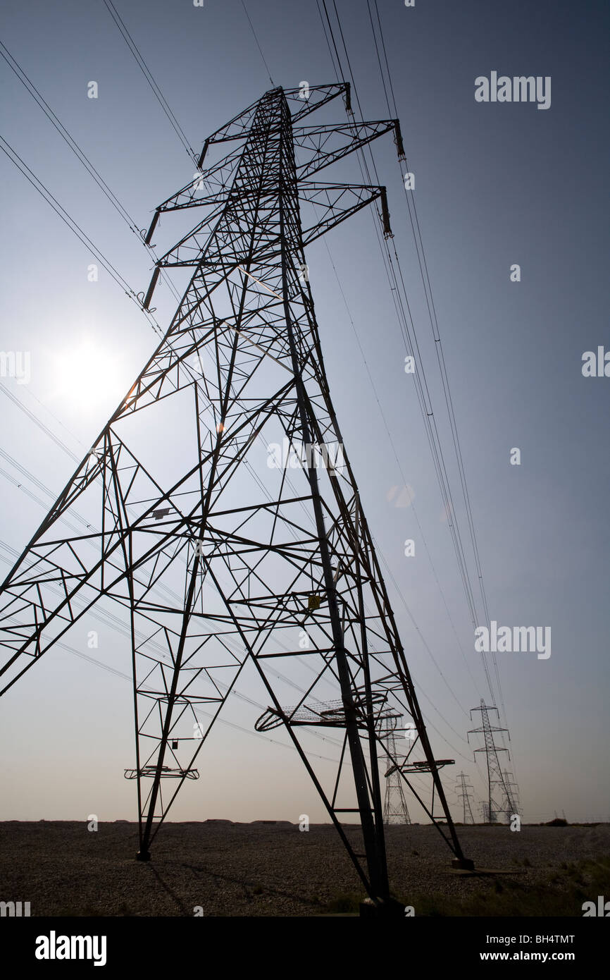 electricity pylons coming from Dungeness nuclear power station plant uk ...