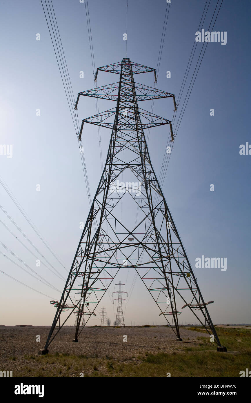 electricity pylons coming from Dungeness nuclear power station plant uk ...