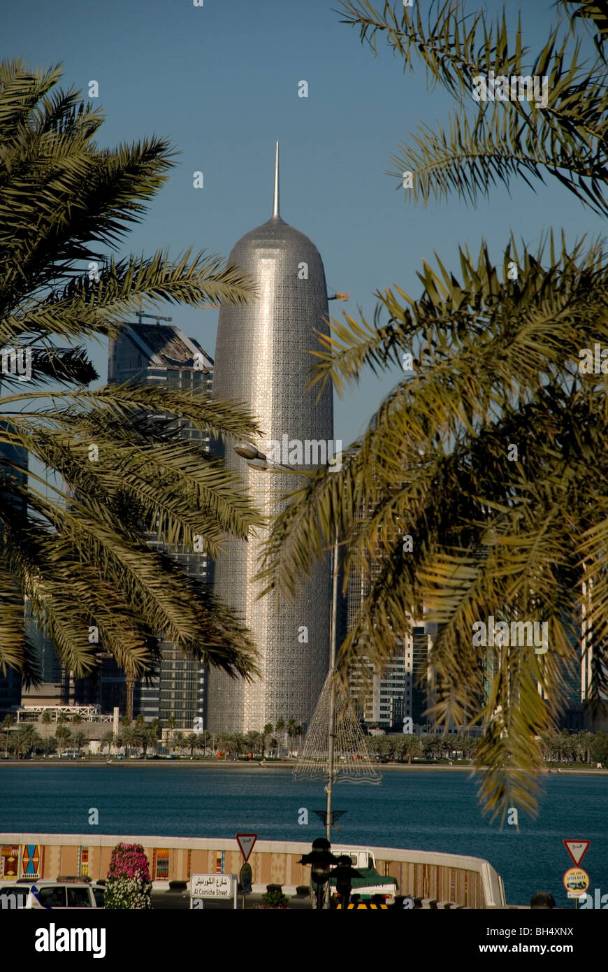 Portrait view of modern buildings at West Bay, Doha, Qatar Stock Photo ...