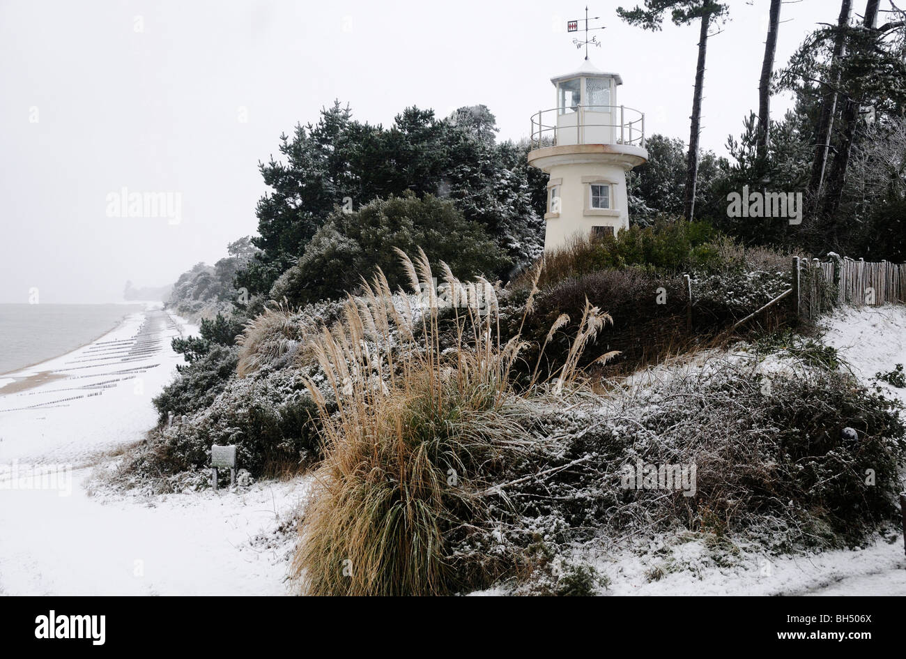 Lighthouse at Lepe in Winter The New Forest Hampshire England UK Stock ...