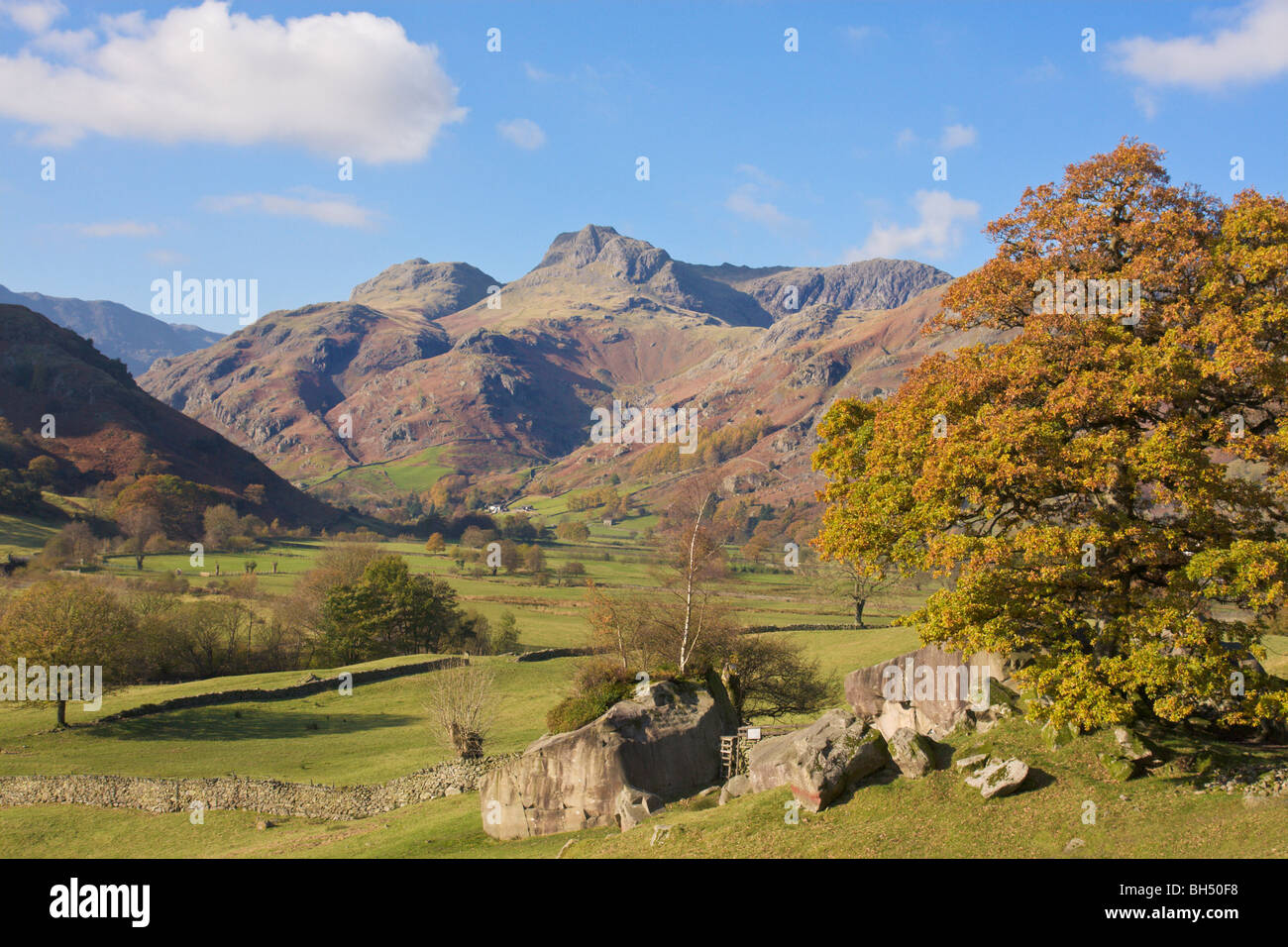 View of Great Langdale and the Langdale Pikes in the Lake District ...