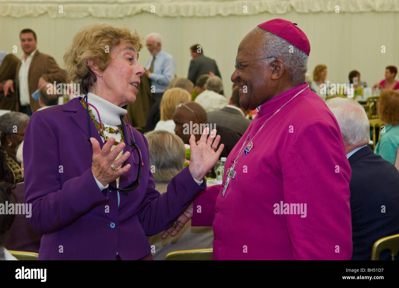 Desmond Tutu speaking to Revel Guest (Chair of Hay Festival) at The ...