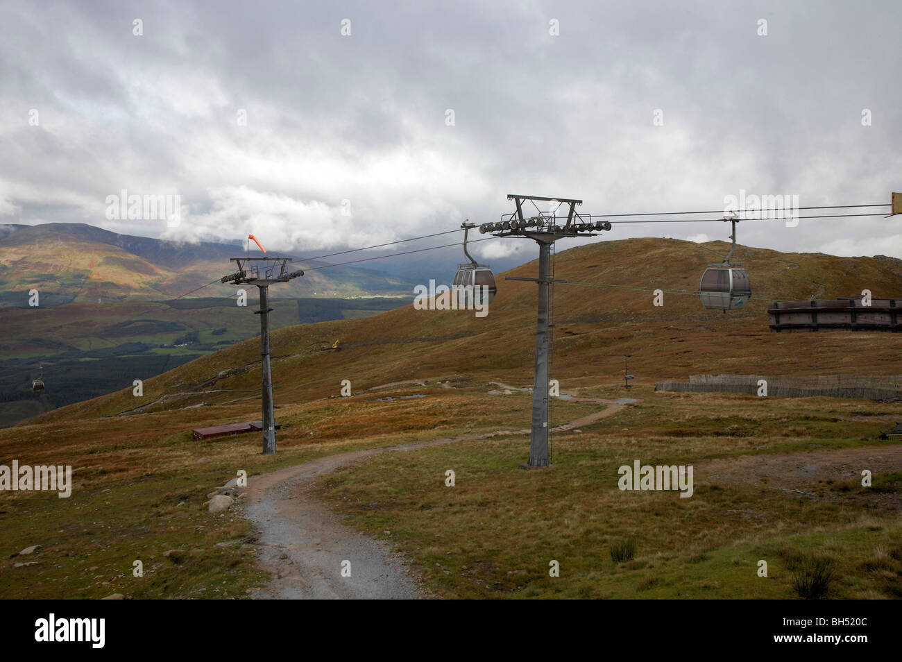 View from Aonach Mor with Nevis Range gondolas Stock Photo - Alamy
