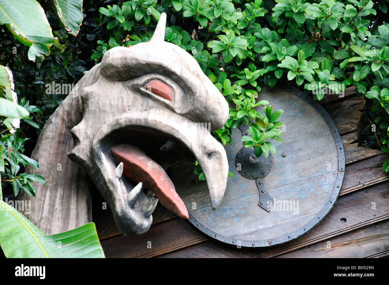 Epcot Center, Disneyland, Orlando, Florida, USA, wooden dragon head ...