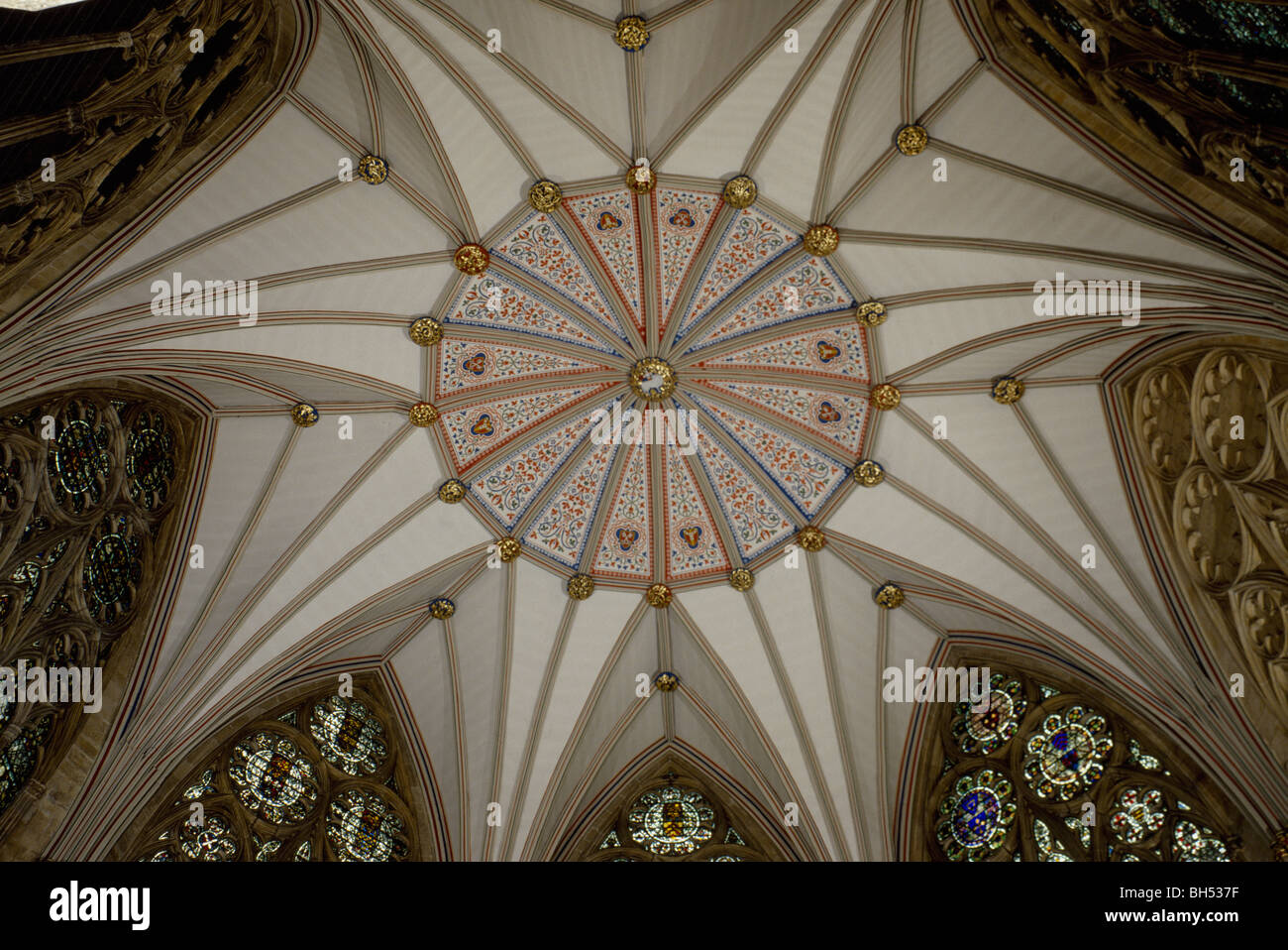 York Minster Chapter House roof windows and canopy Stock Photo - Alamy