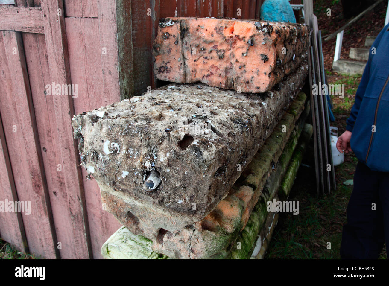 old floating dock foam Stock Photo - Alamy