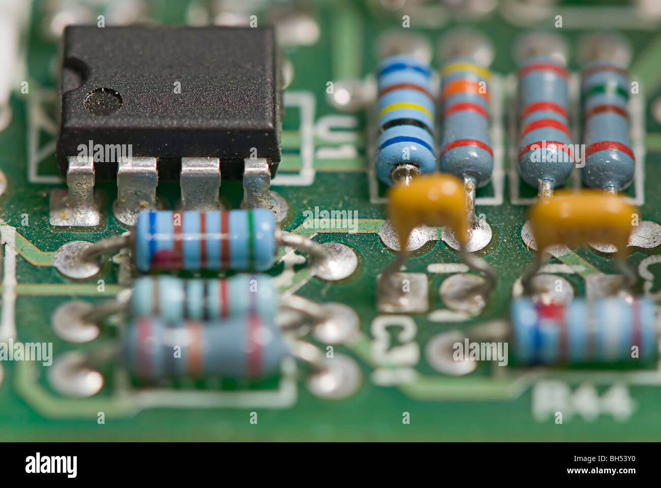 Electrical components on a printed circuit board Stock Photo - Alamy