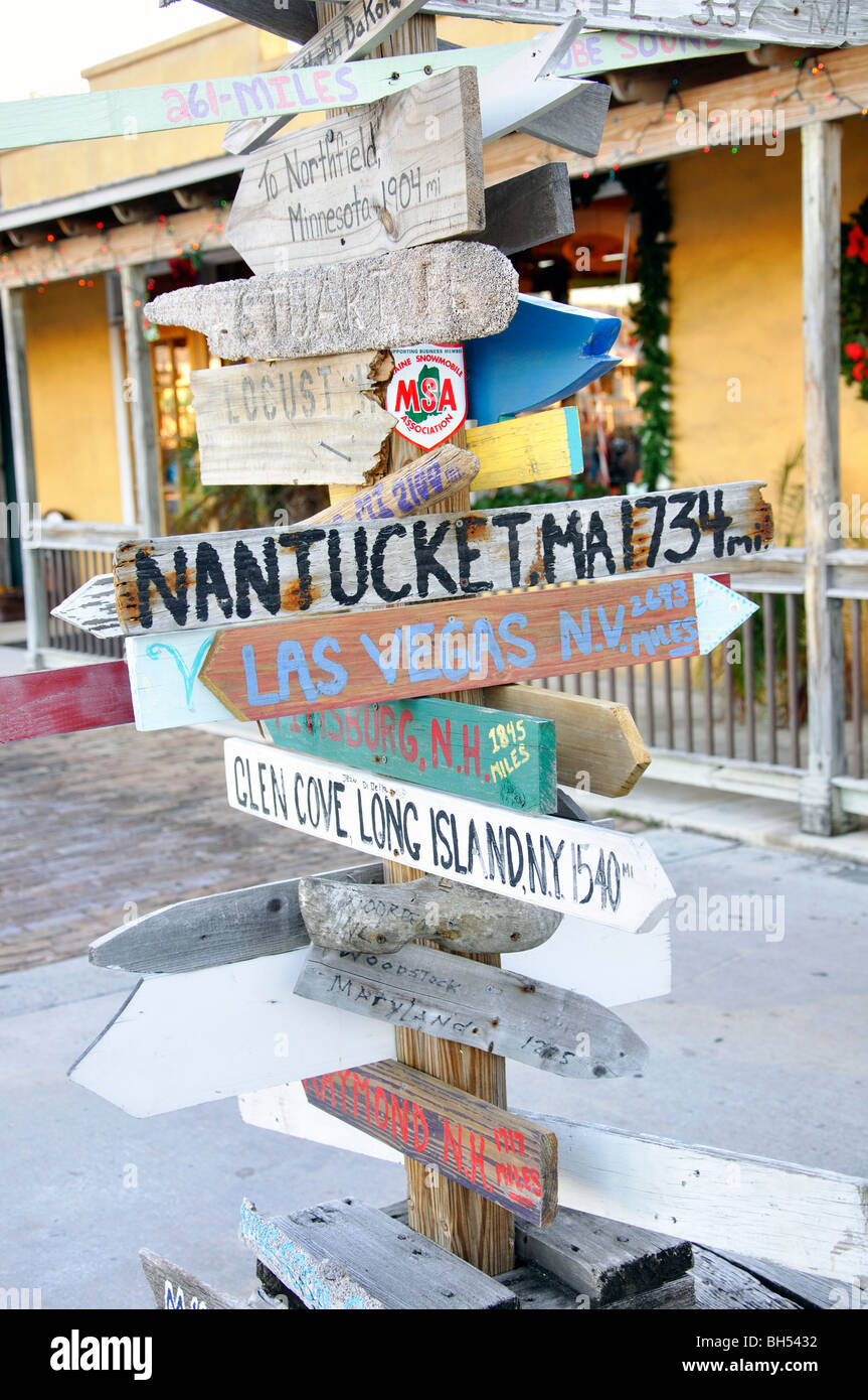 Directions sign, Key West, Florida, USA Stock Photo - Alamy