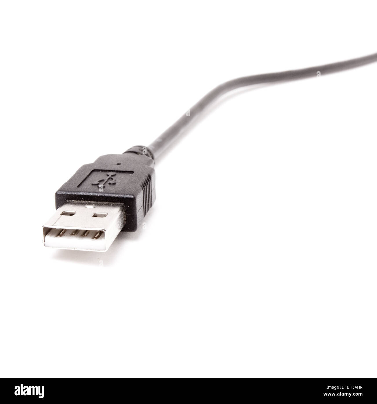 Black USB Cable close up isolated against white background Stock Photo ...