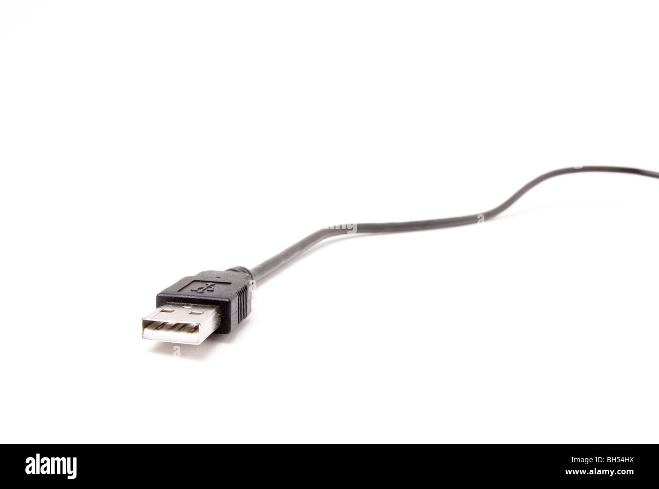 Black USB Cable close up isolated against white background Stock Photo ...