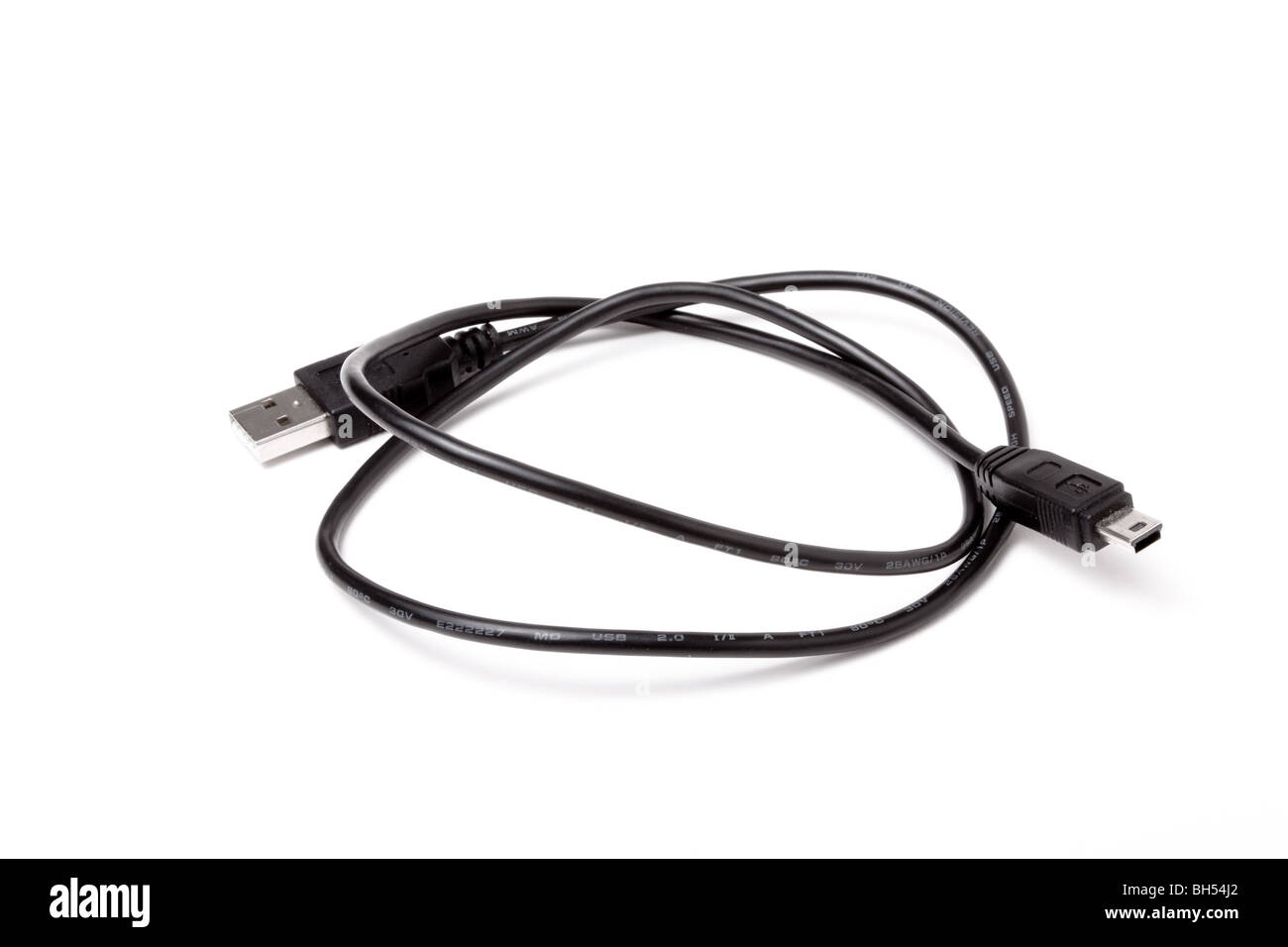 Black USB Cable coiled up isolated against white background Stock Photo ...