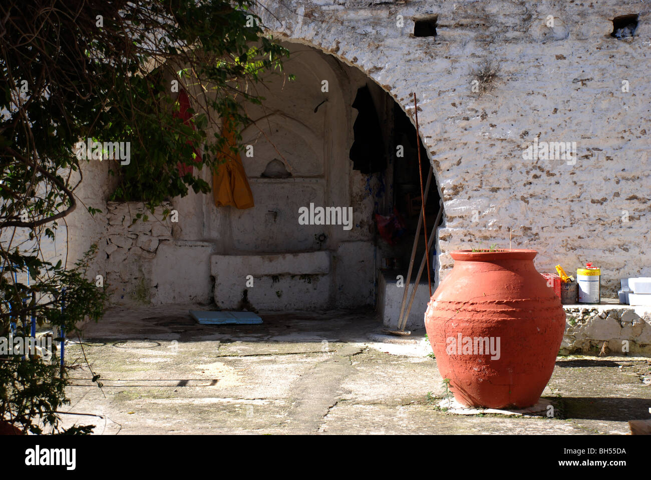 monastery interior courtyard with urn Stock Photo - Alamy