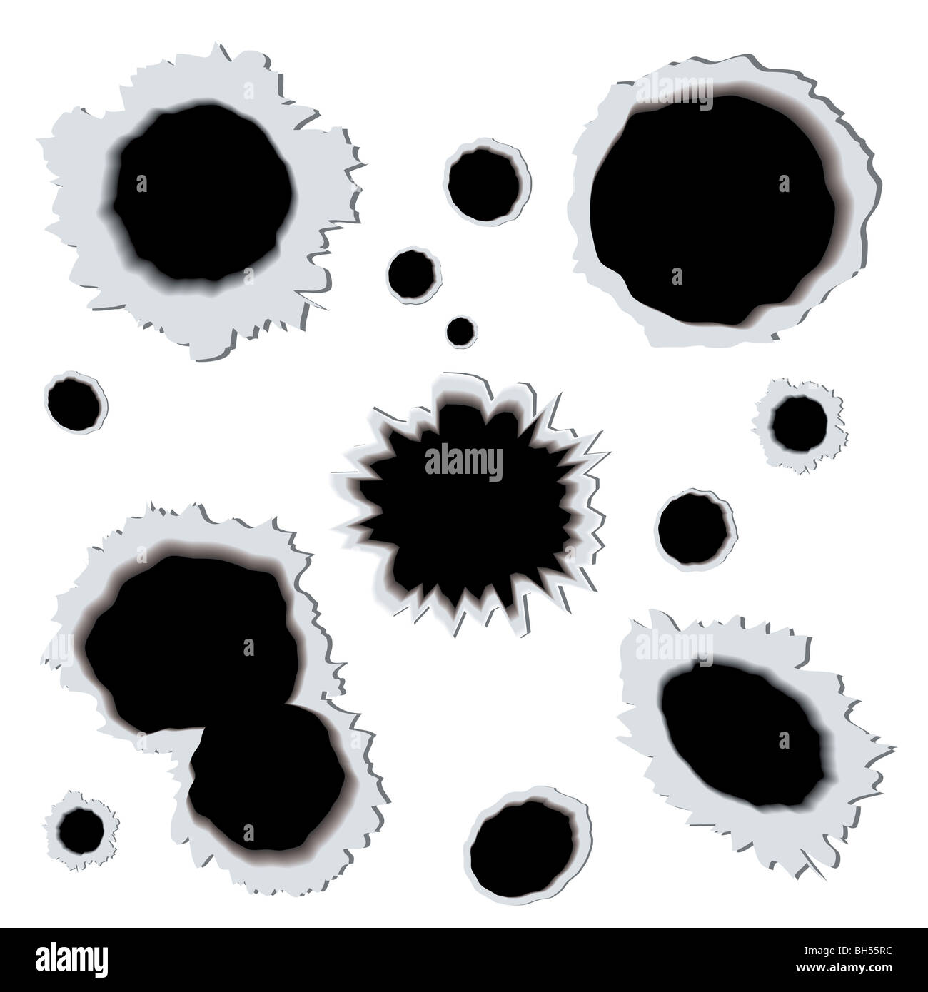 Collection of illustrated bullet holes in metal background Stock Photo ...
