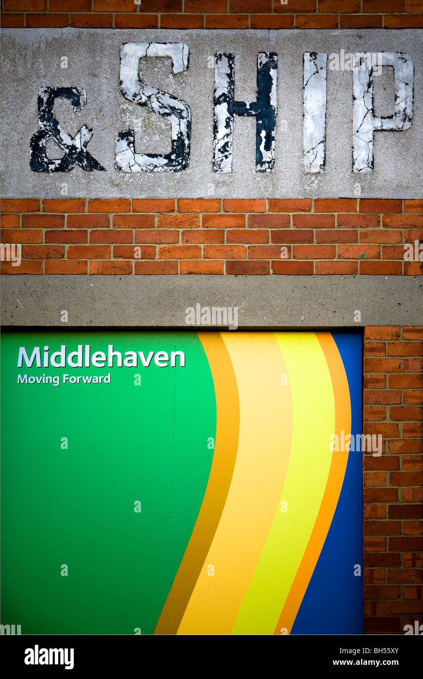 New and Old Signage on the Middlehaven Site Middlesbrough, Cleveland ...