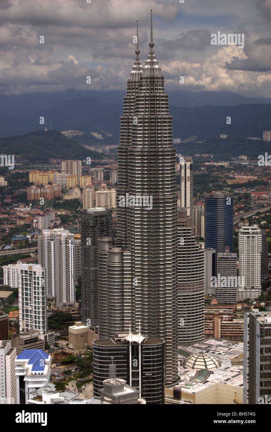 View of the Petronas Towers from KL Tower, Kuala Lumpur, Malaysia Stock ...