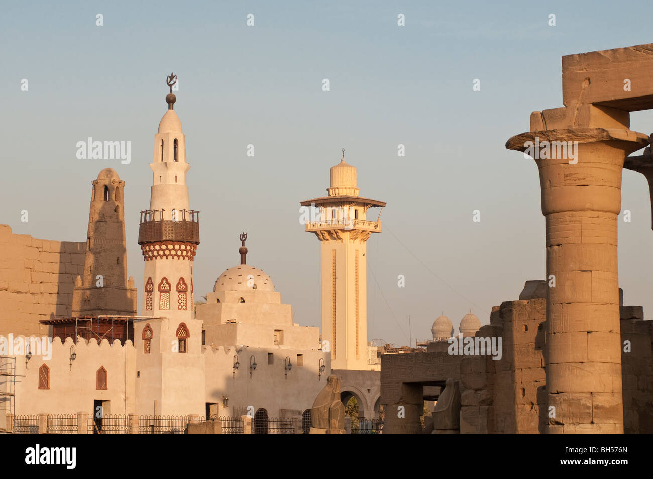 Abu al-Haggag Mosque and Luxor Temple, Luxor, Egypt, Africa Stock Photo ...
