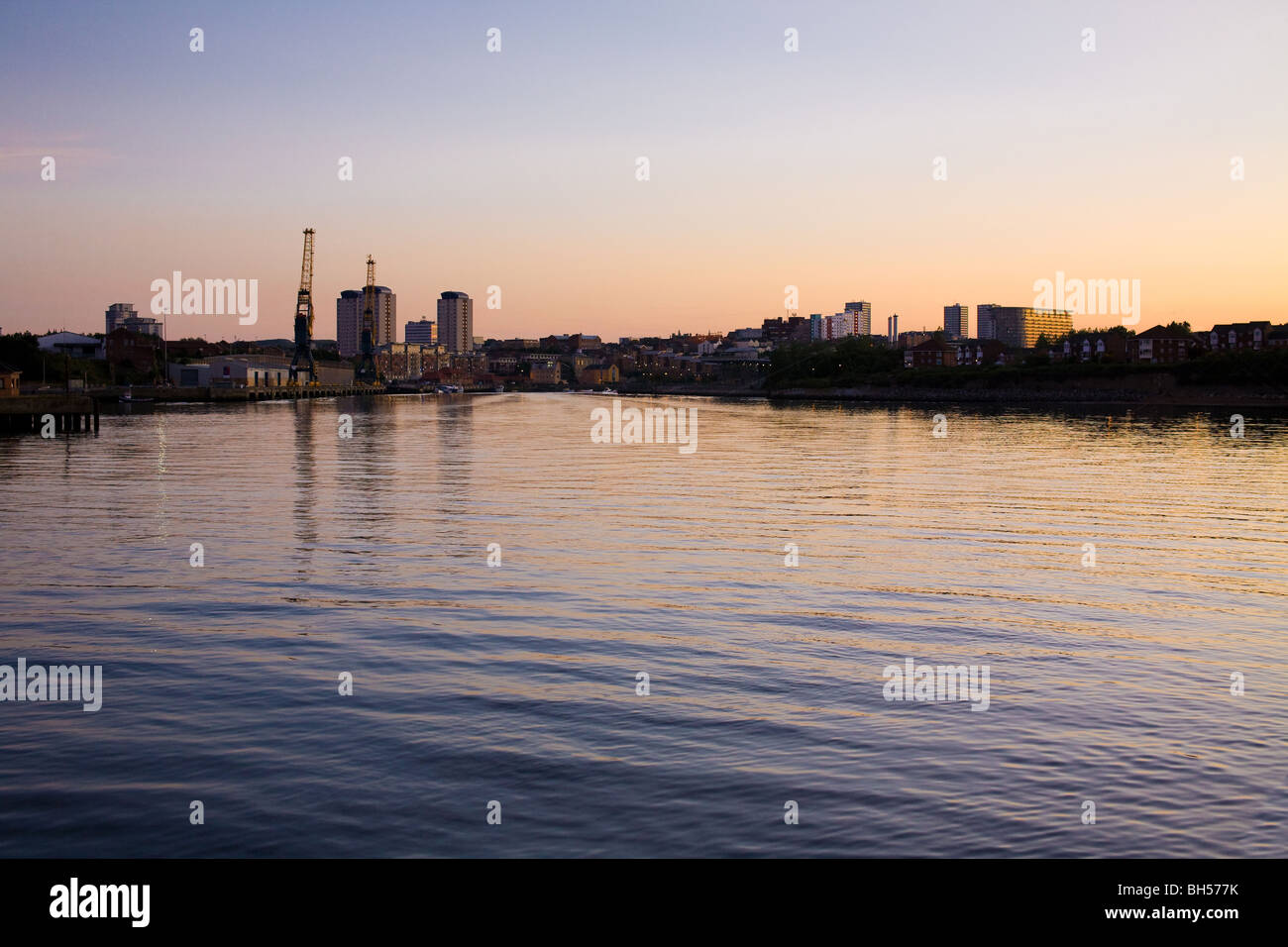 Dusk on the River Wear, Sunderland Marina, England Stock Photo - Alamy