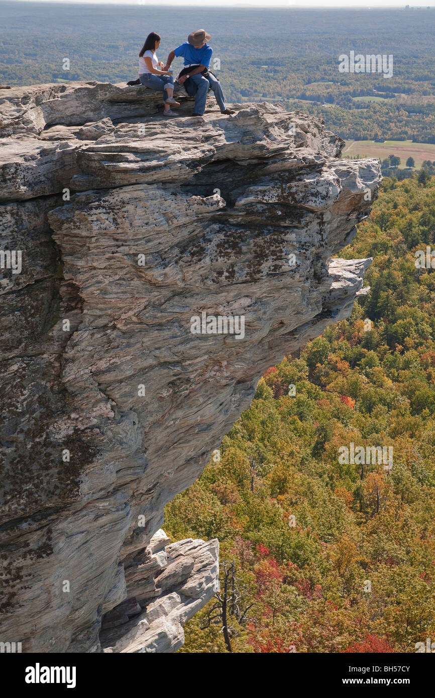 Hanging Rock State Park in North Carolina with hiking couple Stock ...