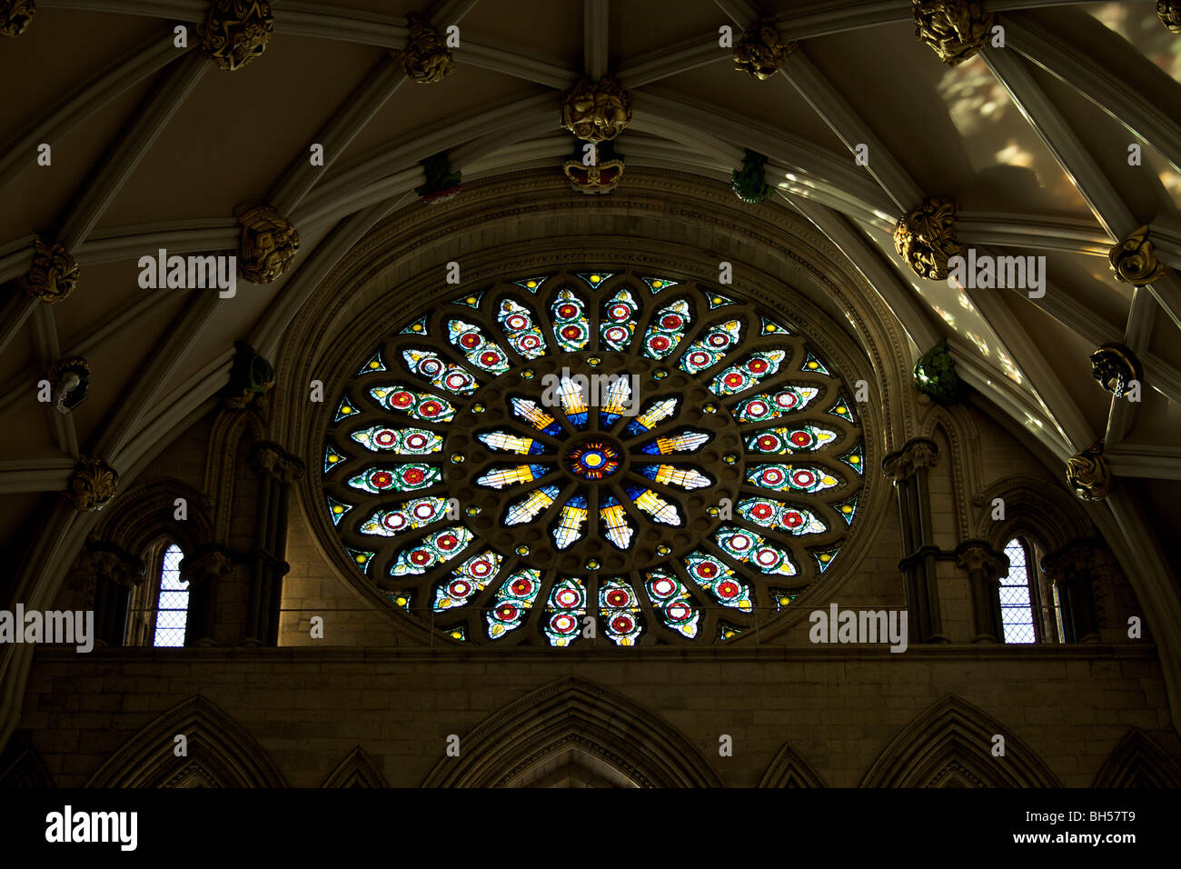 Interior shot of the Rose Window of York Minster Abbey, UK Stock Photo ...