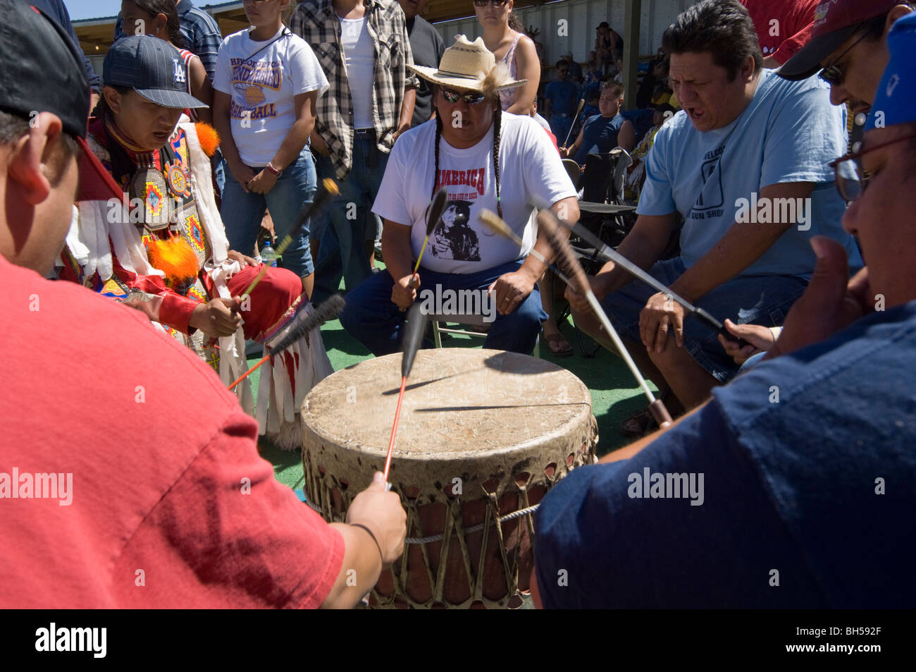 Native American drummers and singers at North American Indian Days ...
