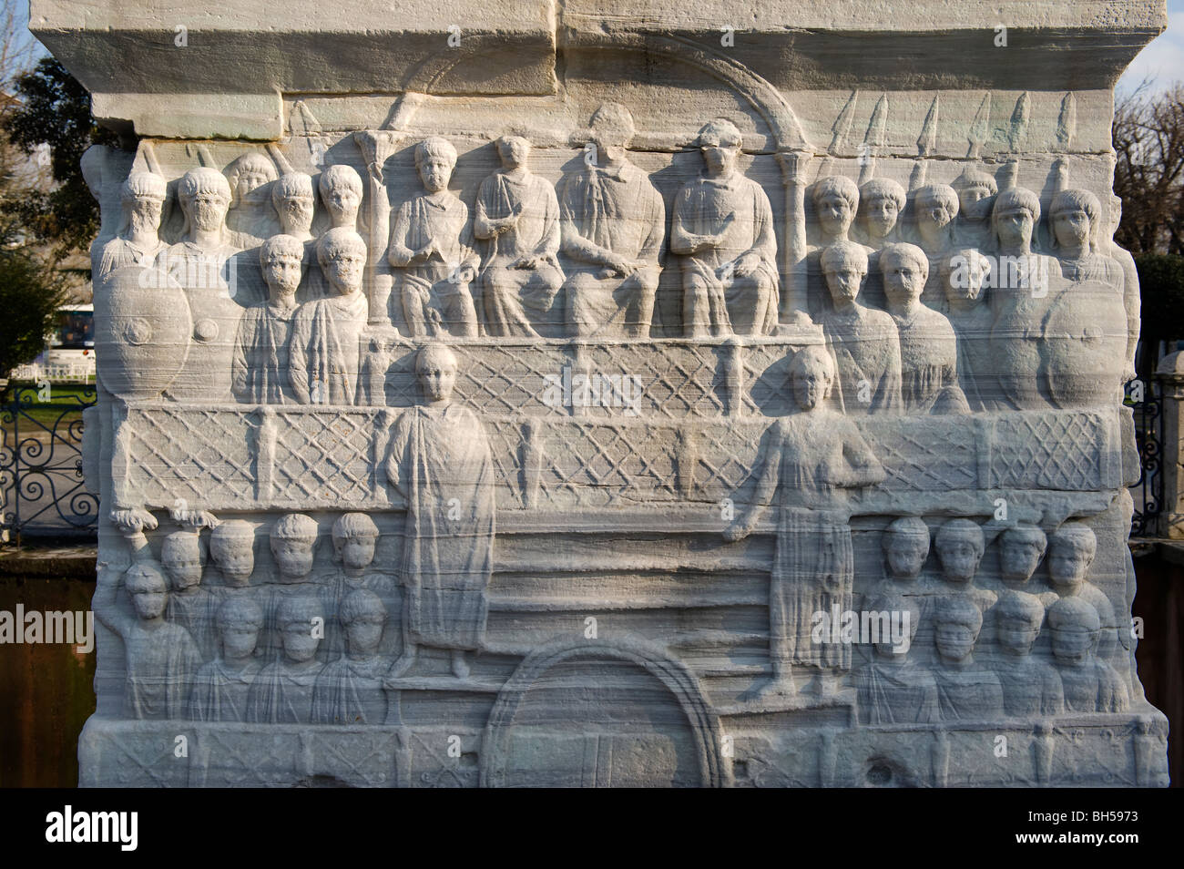 Detail of the base of the Egyptian obelisk brought by Byzantine Emperor ...