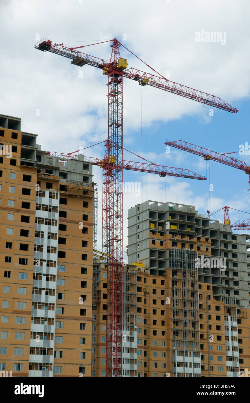 Construction of skyscrapers on a background of the dark blue sky Stock ...