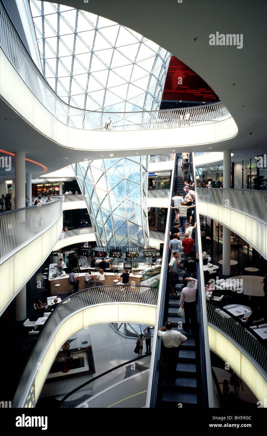 Interior view of MyZeil shopping mall as part of the Palais Quartier in ...