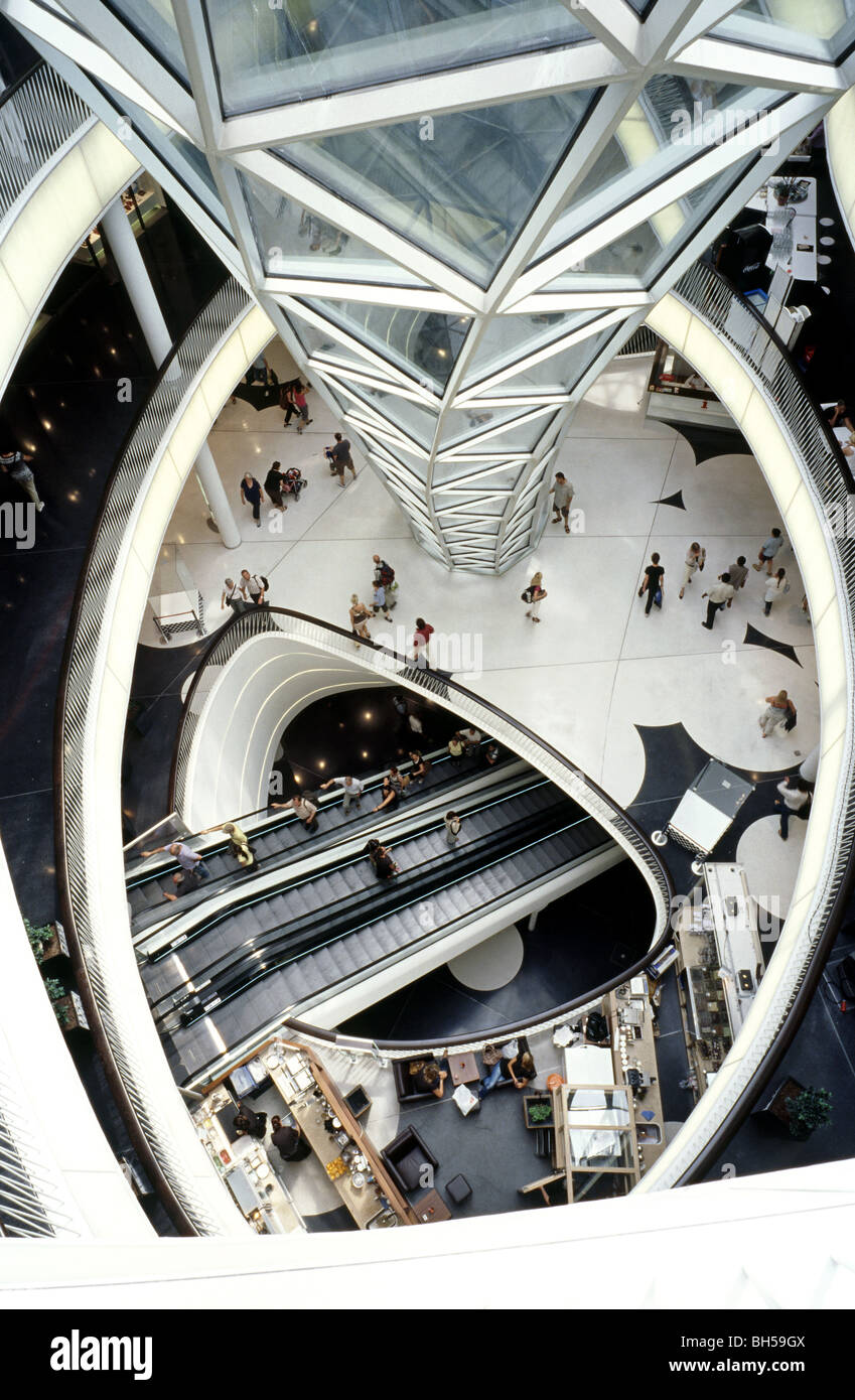 Interior view across several floors of MyZeil shopping mall as part of ...