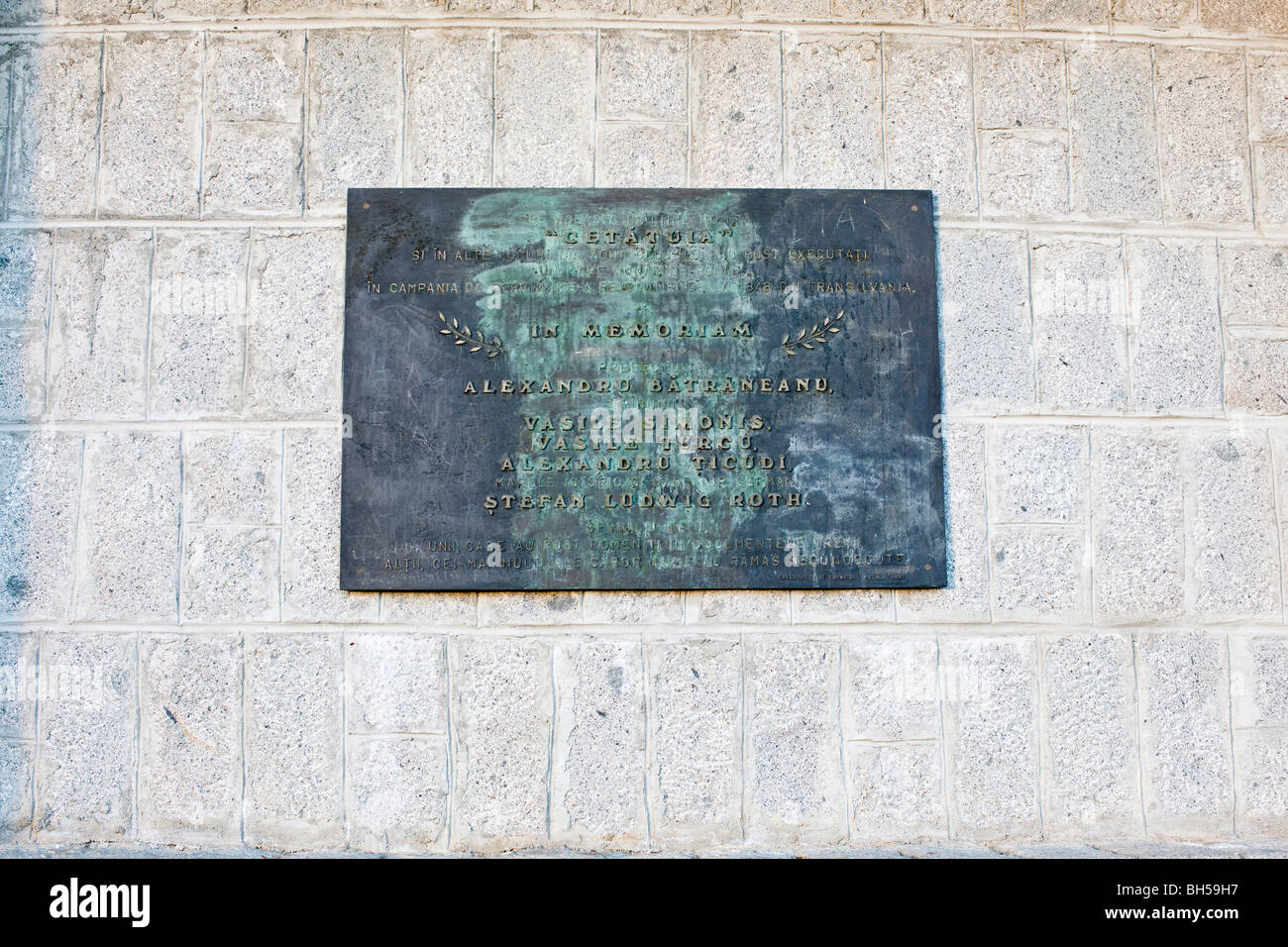 Memorial plaque at the monument of the romanian martyrs of the 1848 ...