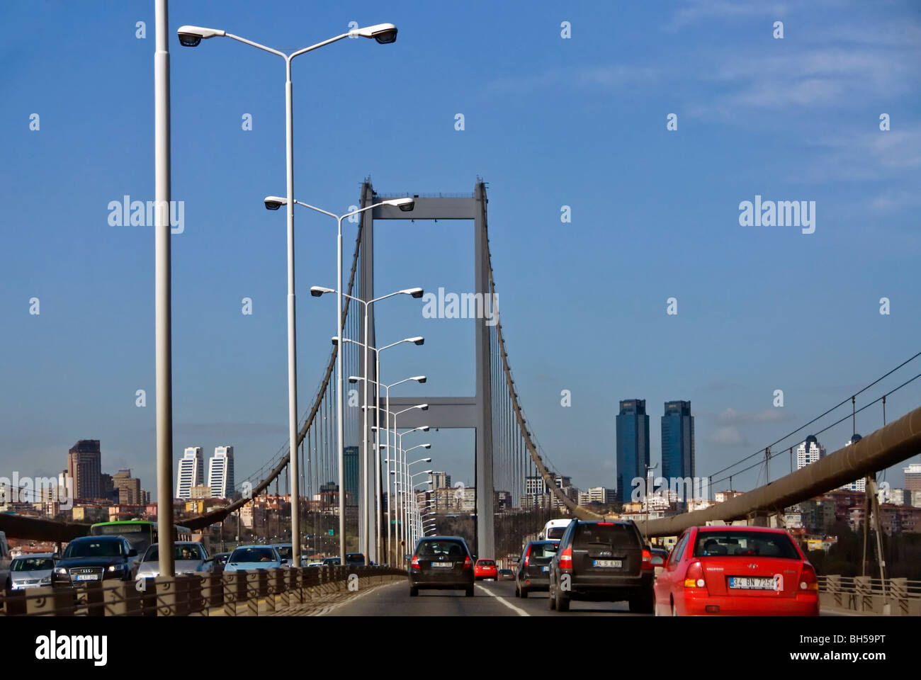 Crossing the Bosphorus Bridge from Asia to Europe Istanbul Turkey Stock ...
