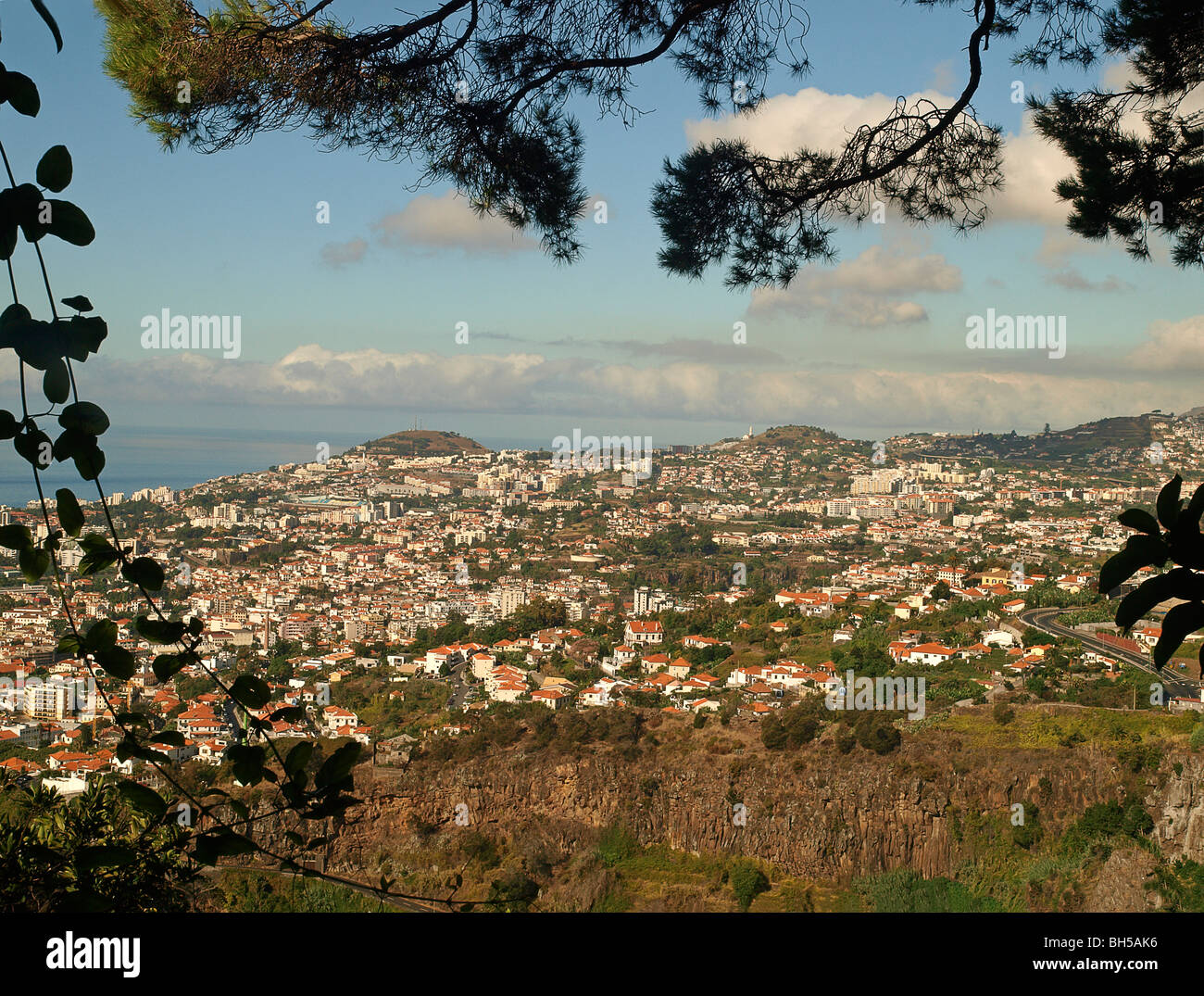 Ariel view photograph of Funchal capital of Madeira Portugal Stock ...