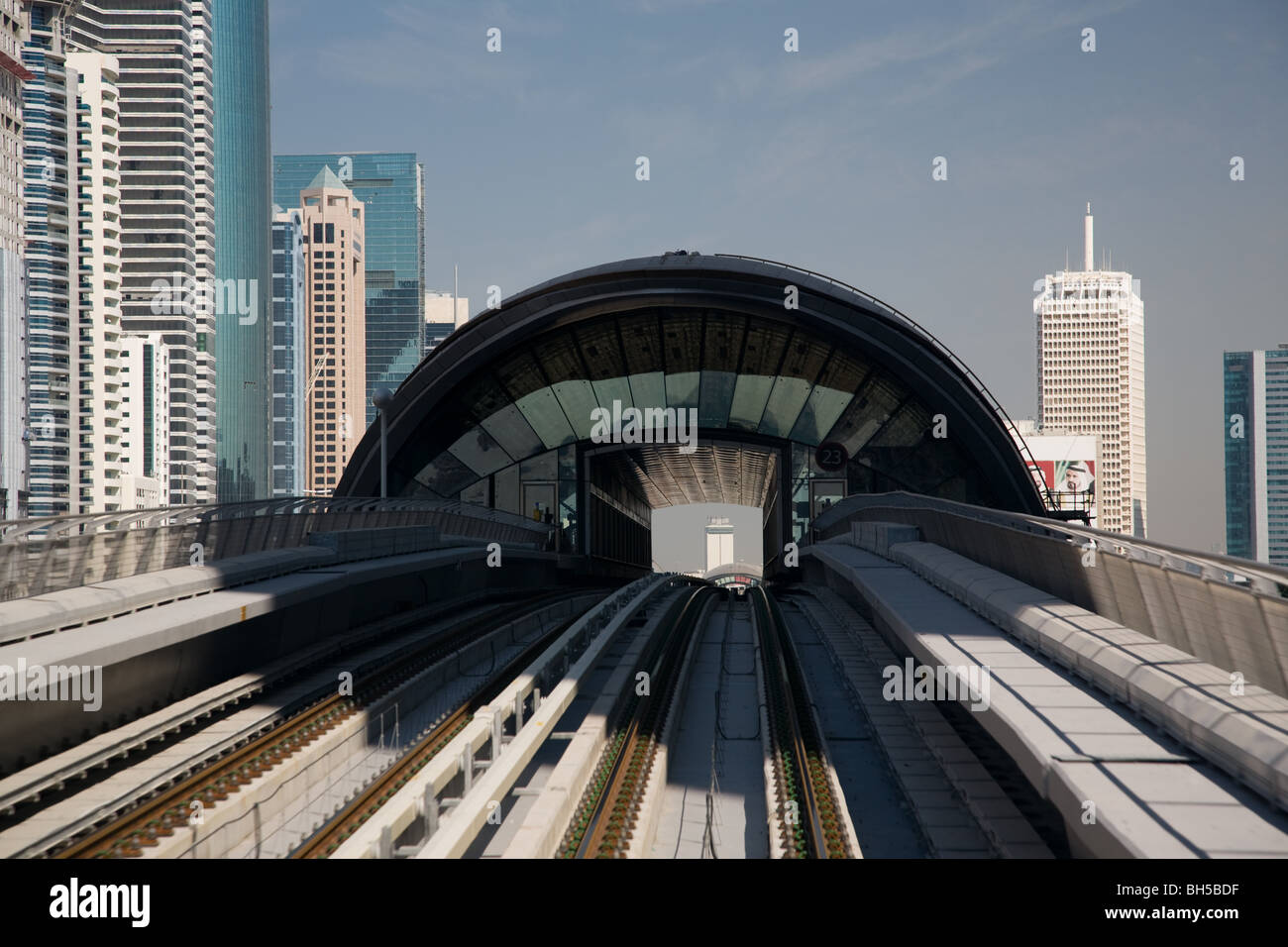 Dubai Metro automated train commuter system uae Stock Photo - Alamy