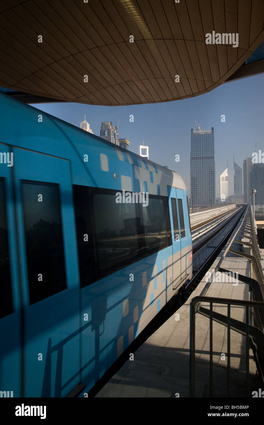 Dubai Metro automated train commuter system uae Stock Photo - Alamy