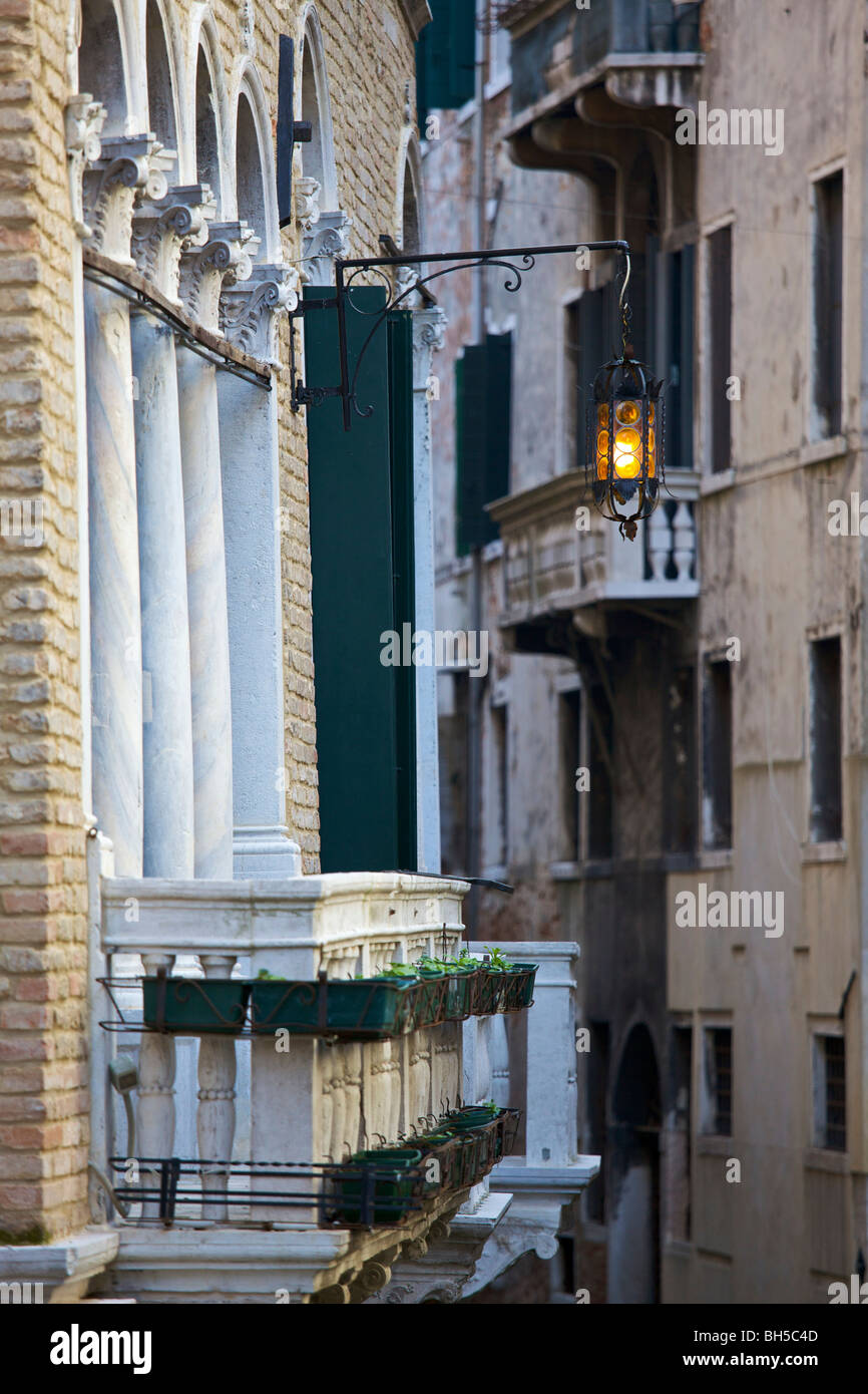 Italian balconies and windows in Venice Stock Photo - Alamy