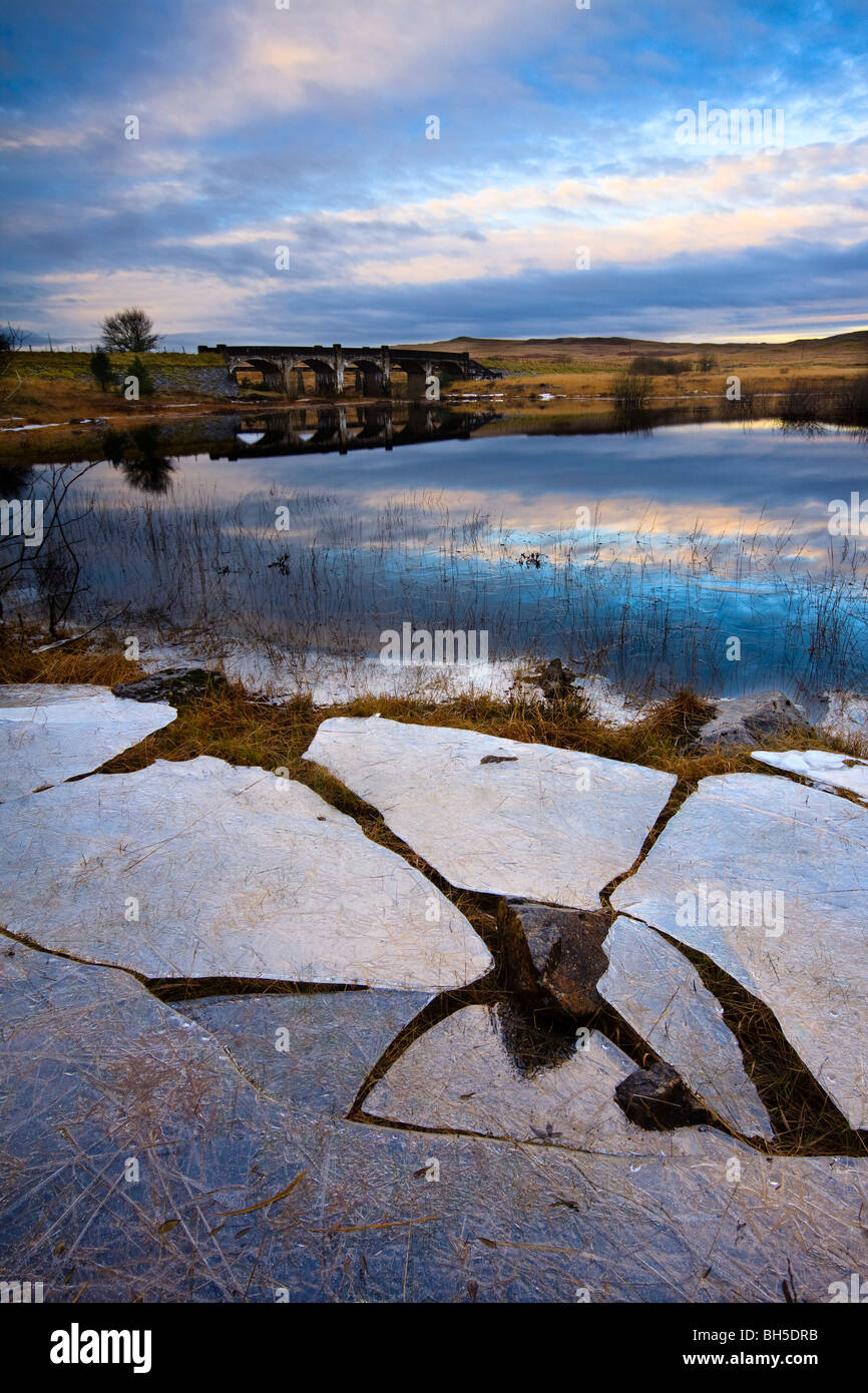 Sheet ice by the waterside at sunrise at Loch Doon Stock Photo - Alamy