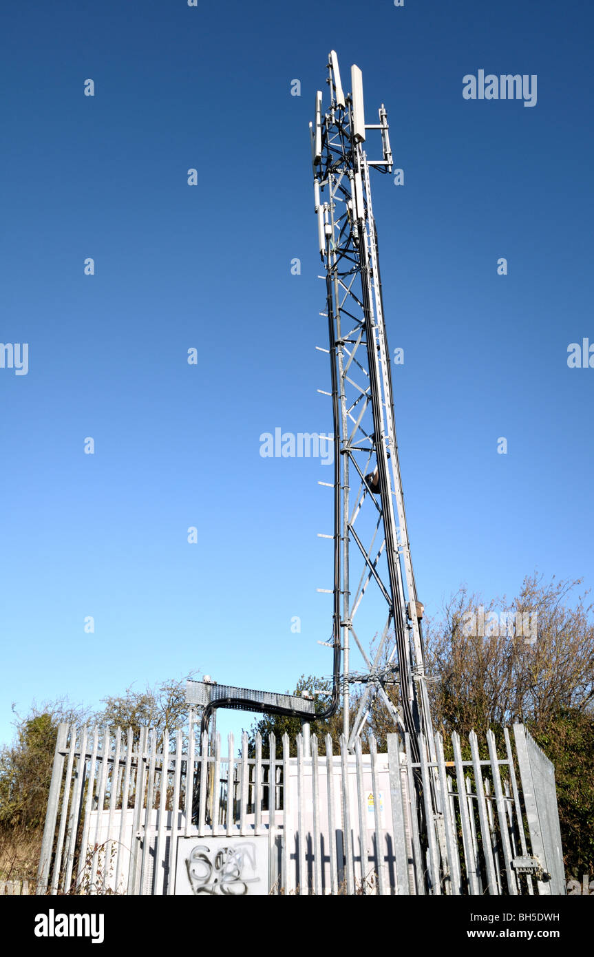a small mobile phone communication tower on s sunny day Stock Photo - Alamy