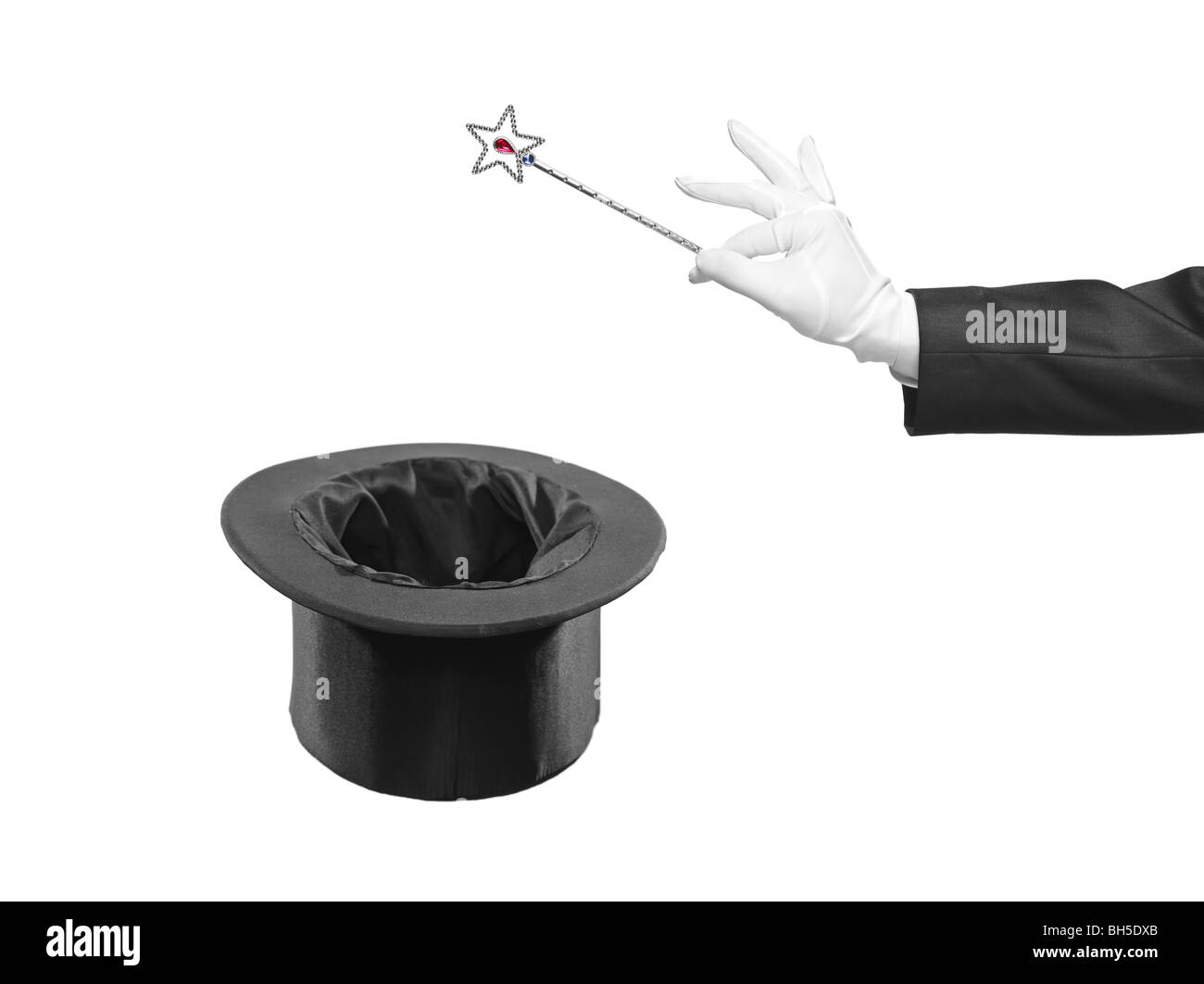 Magic wand and retro hat isolated on white background Stock Photo - Alamy