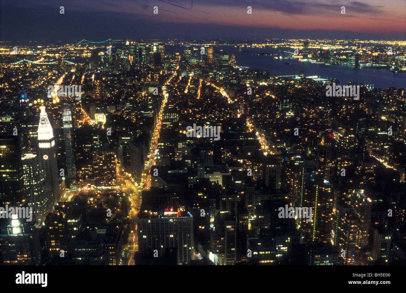 Night view over New York Stock Photo - Alamy